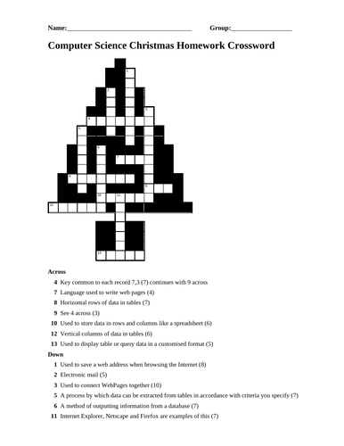 Computer Science Christmas Crossword | Teaching Resources