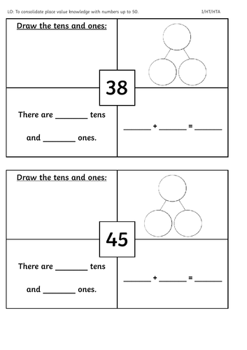 Year 1 Tens and Ones up to 50 Recording Sheet, Extension And PPT ...