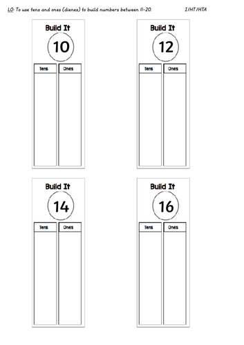 Year 1 Build It Numbers up to 20 - Cut and stick activity | Teaching ...