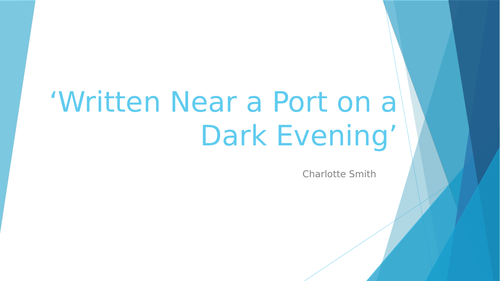 Songs of Ourselves - Written Near a Port on a Dark Evening PowerPoint ...