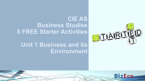 5 Introductory Business Studies Starters | Teaching Resources