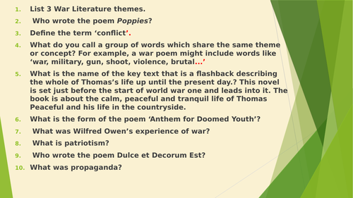 War Scheme of Work - KS3 | Teaching Resources