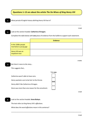 BOOKLET 1: Year 6 SATs prep Reading Comprehension (based on analysis of ... BOOKLET 1: Year 6 SATs prep Reading Comprehension (based on analysis of ...