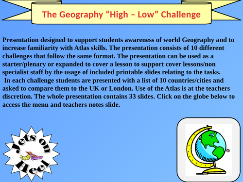 The Geography "High Low" Challenge | Teaching Resources