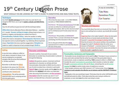 Revision Resource - Unseen 19th Century Prose CCEA ENGLISH LITERATURE ...