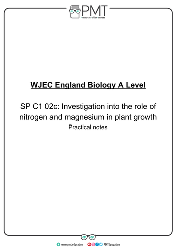 WJEC England/ Eduqas A-Level Biology Practical Notes | Teaching Resources