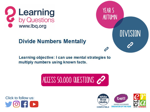 Year 5 Division: Divide Numbers Mentally | Teaching Resources