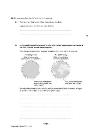 New (9-1) AQA GCSE Chemistry C13 The Earth’s Atmosphere Complete ...