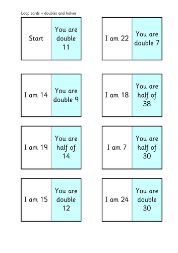 Doubles and Halves Loop Cards | Teaching Resources
