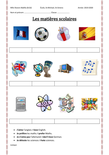 Les materies scolaires (school subjects) | Teaching Resources