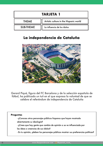 NEW Speaking cards - A level Spanish - new specification (from 2018 ...