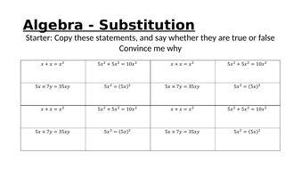 Substitution | Teaching Resources