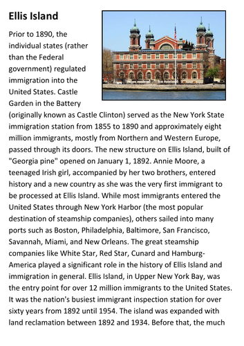 Ellis Island Handout | Teaching Resources