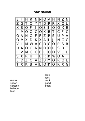 'oo' sound word search | Teaching Resources