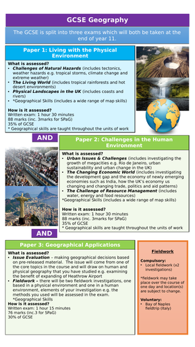 Option Evening Handouts for AQA GCSE Geography | Teaching Resources