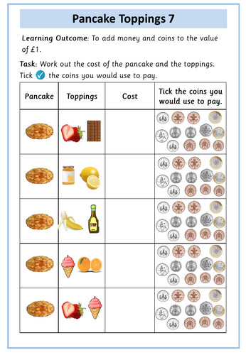 Pancake Day Money Worksheets | Teaching Resources
