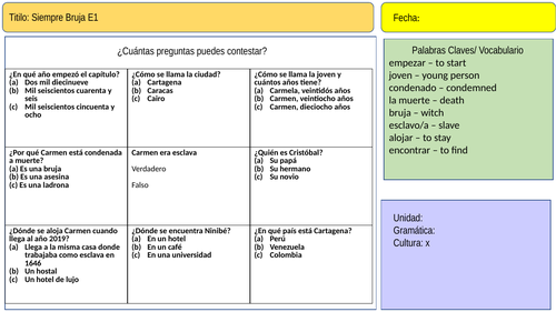 Netflix Series Always a Witch or Siempre Bruja | Teaching Resources