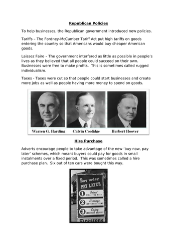 Causes of the Boom in America 1920s | Teaching Resources