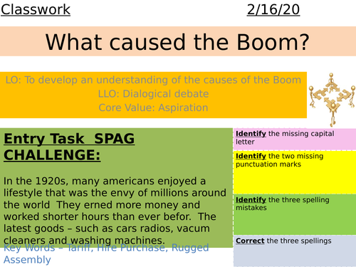 Causes of the Boom in America 1920s | Teaching Resources