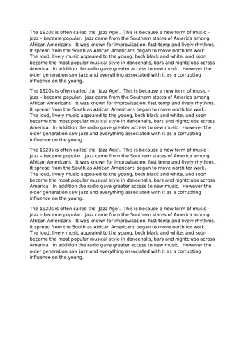 Roaring Twenties - AQA - Jazz Age | Teaching Resources