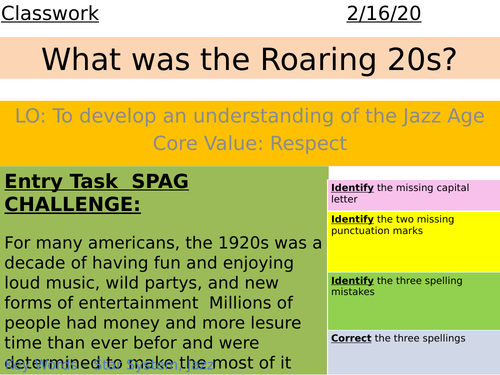 Roaring Twenties - AQA - Jazz Age | Teaching Resources