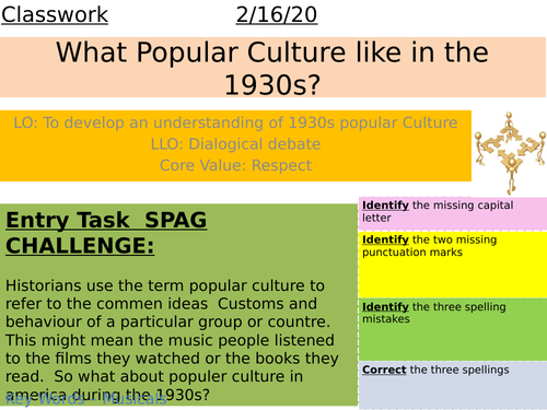 1930s USA Popular Culture | Teaching Resources