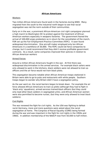 World War Two WWII African Americans | Teaching Resources