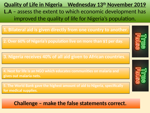 AQA GCSE Geography - Quality of Life in Nigeria Lesson & Resources ...