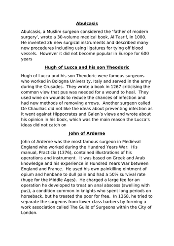 Medieval Surgery | Teaching Resources
