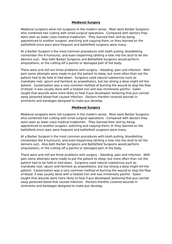 Medieval Surgery | Teaching Resources