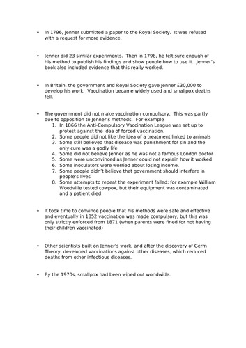 Edward Jenner and Vaccination - AQA | Teaching Resources