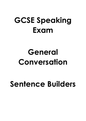 GCSE Spanish Speaking Booklet + Sentence Builders | Teaching Resources