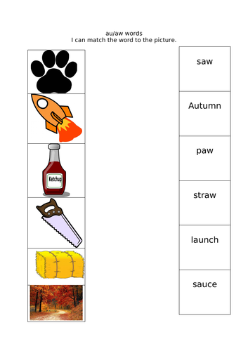 au/aw Matching Activity Sheet | Teaching Resources