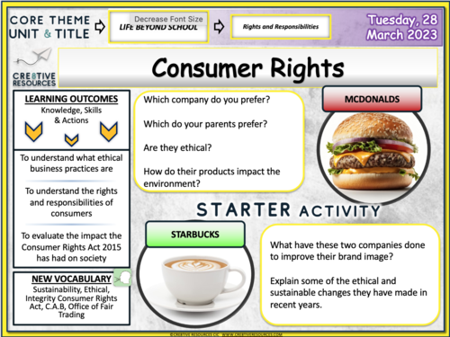 Consumer Rights and Responsibilities | Teaching Resources