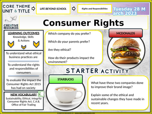 Consumer Rights and Responsibilities | Teaching Resources