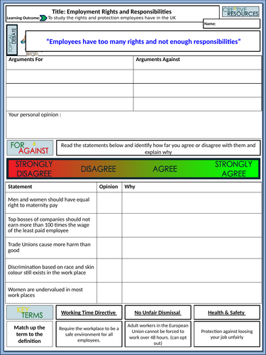 Employment Rights and Responsibilities | Teaching Resources