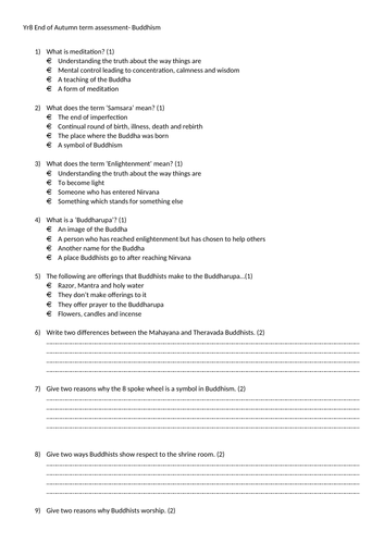 Religious Studies KS3 Assessment/Test/Summary papers | Teaching Resources