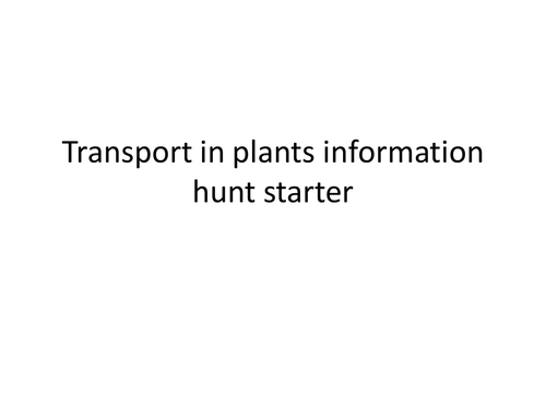 A Level Biology Transport Systems in Plants Lesson & Activities ...
