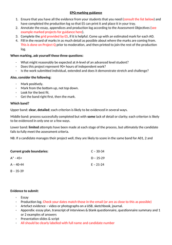 EPQ marking and moderation materials | Teaching Resources EPQ marking and moderation materials | Teaching Resources