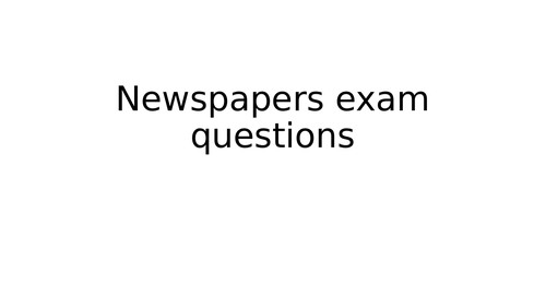 Newspaper Exam Questions | Teaching Resources