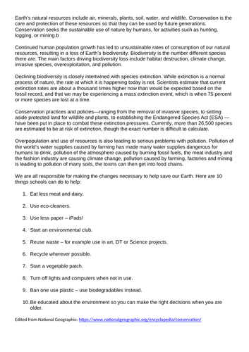 Conservation | Teaching Resources