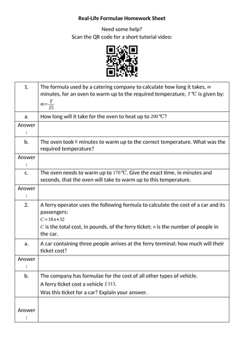 New Homework Sheets - February 2020 | Teaching Resources