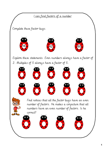 Factors: Introducing Factors Using Factor Bugs | Teaching Resources