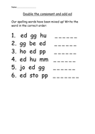 Double the Final Consonant and Add -ed (Input and Worksheet, to make ...