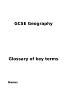 OCR A GCSE Geography Glossary of Key Terms | Teaching Resources