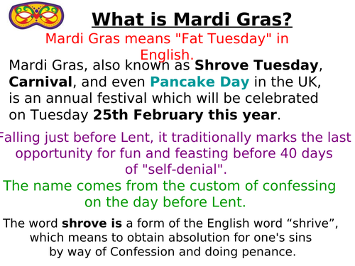 Mardi Gras / Shrove Tuesday | Teaching Resources