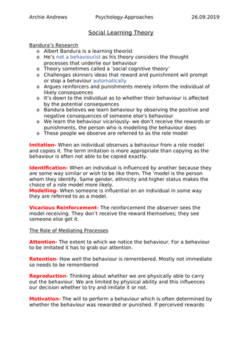 AQA A-level Psychology Approaches Revision notes | Teaching Resources AQA A-level Psychology Approaches Revision notes | Teaching Resources