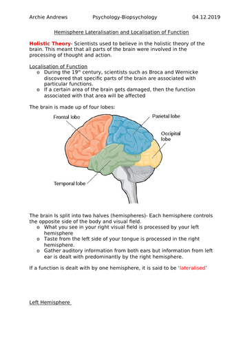 AQA A-level Psychology Biopsychology Revision Notes | Teaching Resources AQA A-level Psychology Biopsychology Revision Notes | Teaching Resources