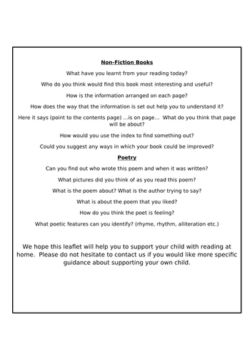home reading tips booklet for parents | Teaching Resources