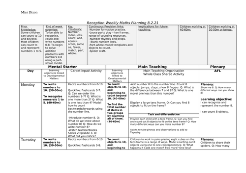 5 Weekly Maths plans for Reception - Spring 1 | Teaching Resources